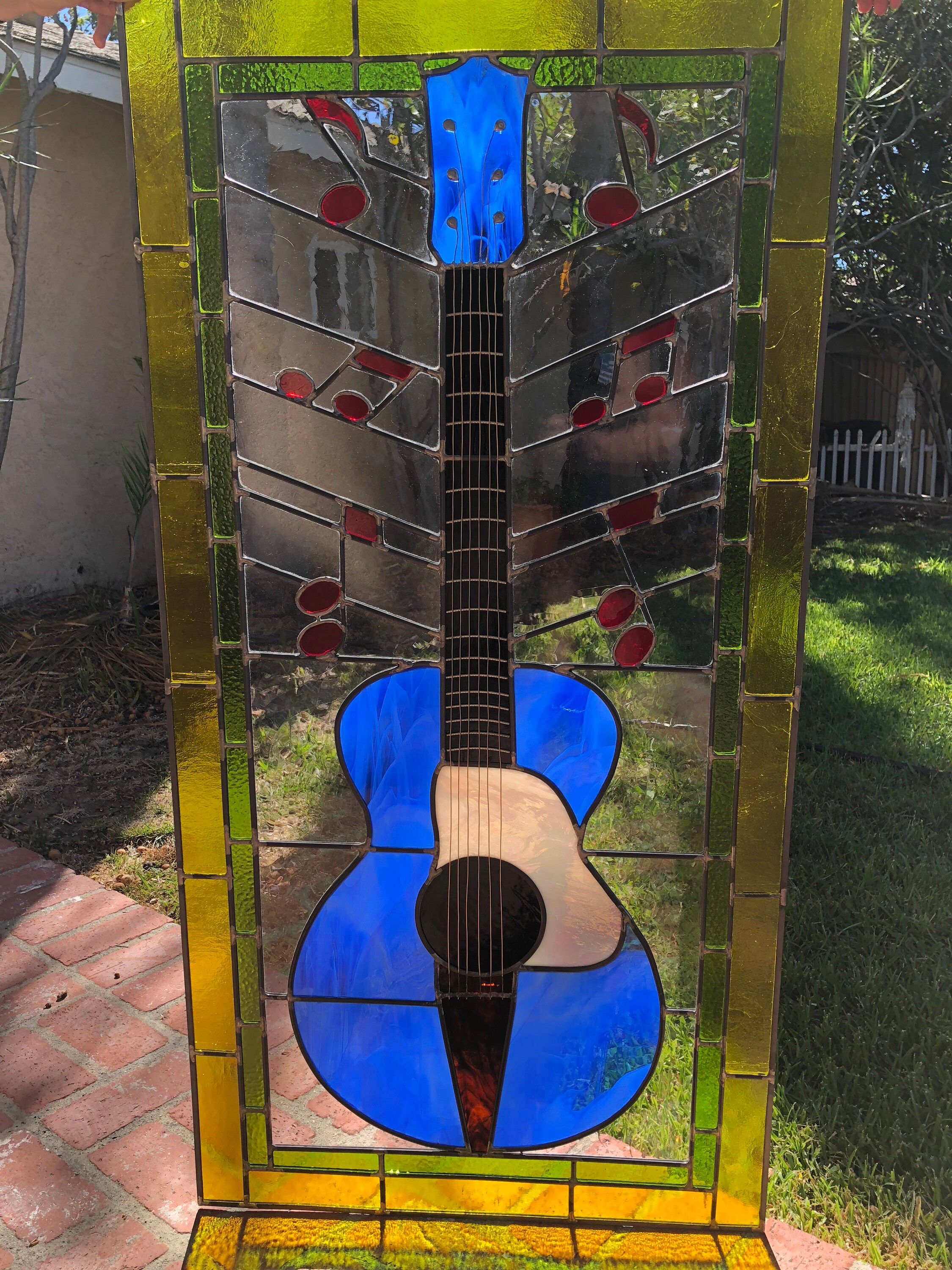 Custom Made Rock and Roll Stained Glass Window. 2 Ft X 4 Ft . Original ...