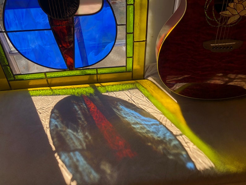 Custom Made Rock and Roll Stained Glass Window. 2 Ft X 4 Ft . Original ...