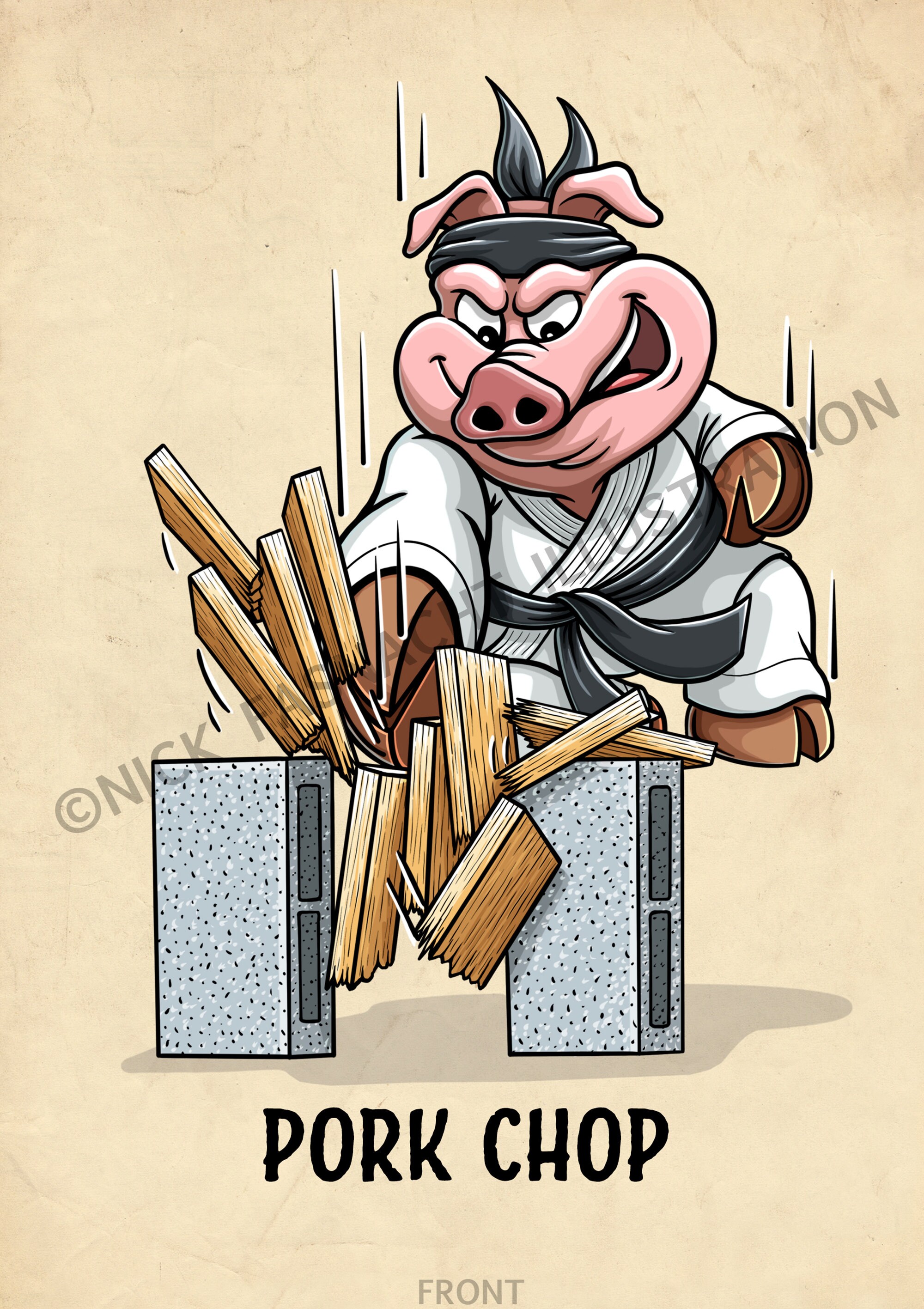 Pork Chop Illustrated Greeting Card, Funny Card, Vertical Card, Humor ...