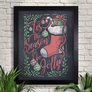 Tis the Season to Be Jolly Illustration Giclee Art Print, Christmas ...