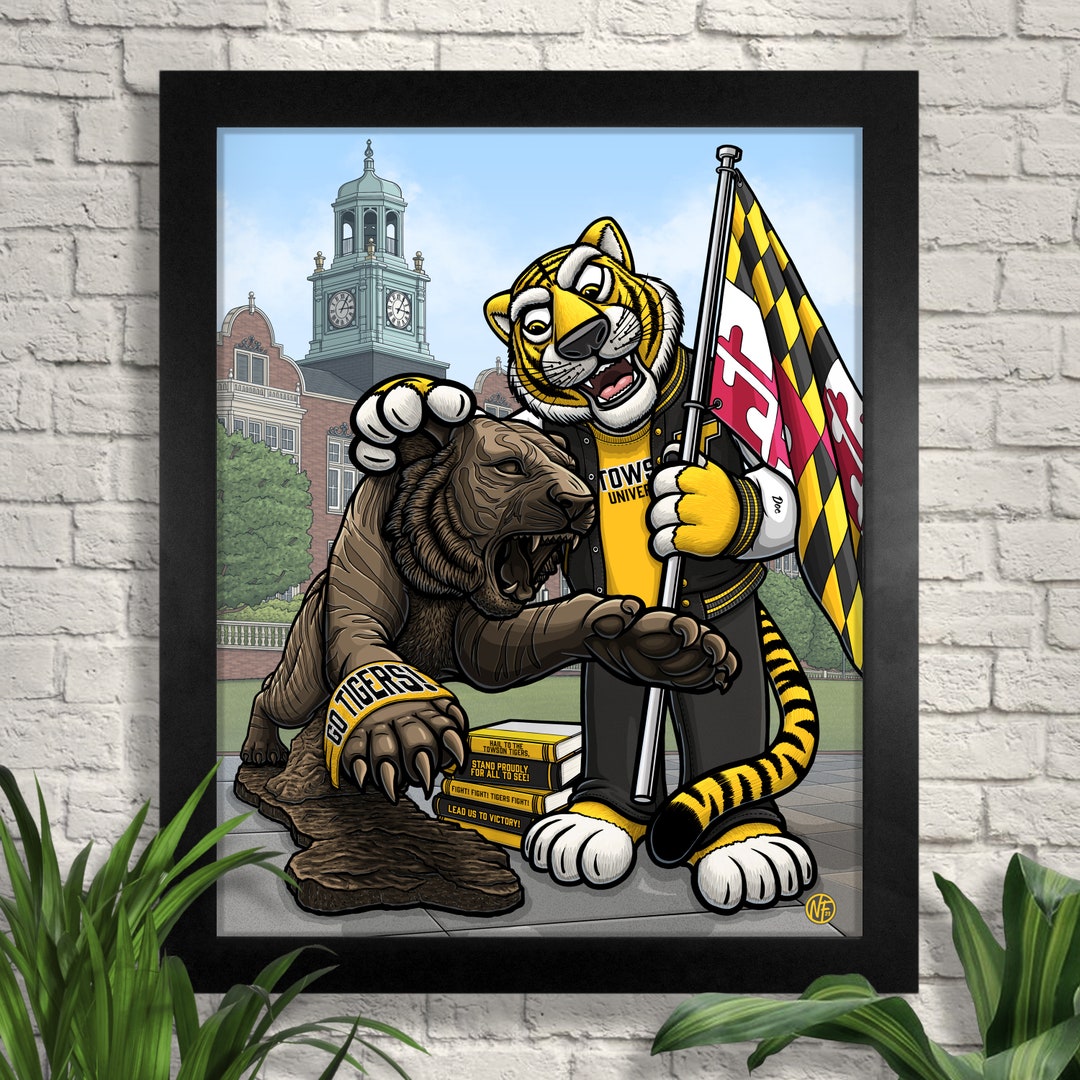 Towson University Tiger Art Print Tu Illustration Tiger Statue Doc