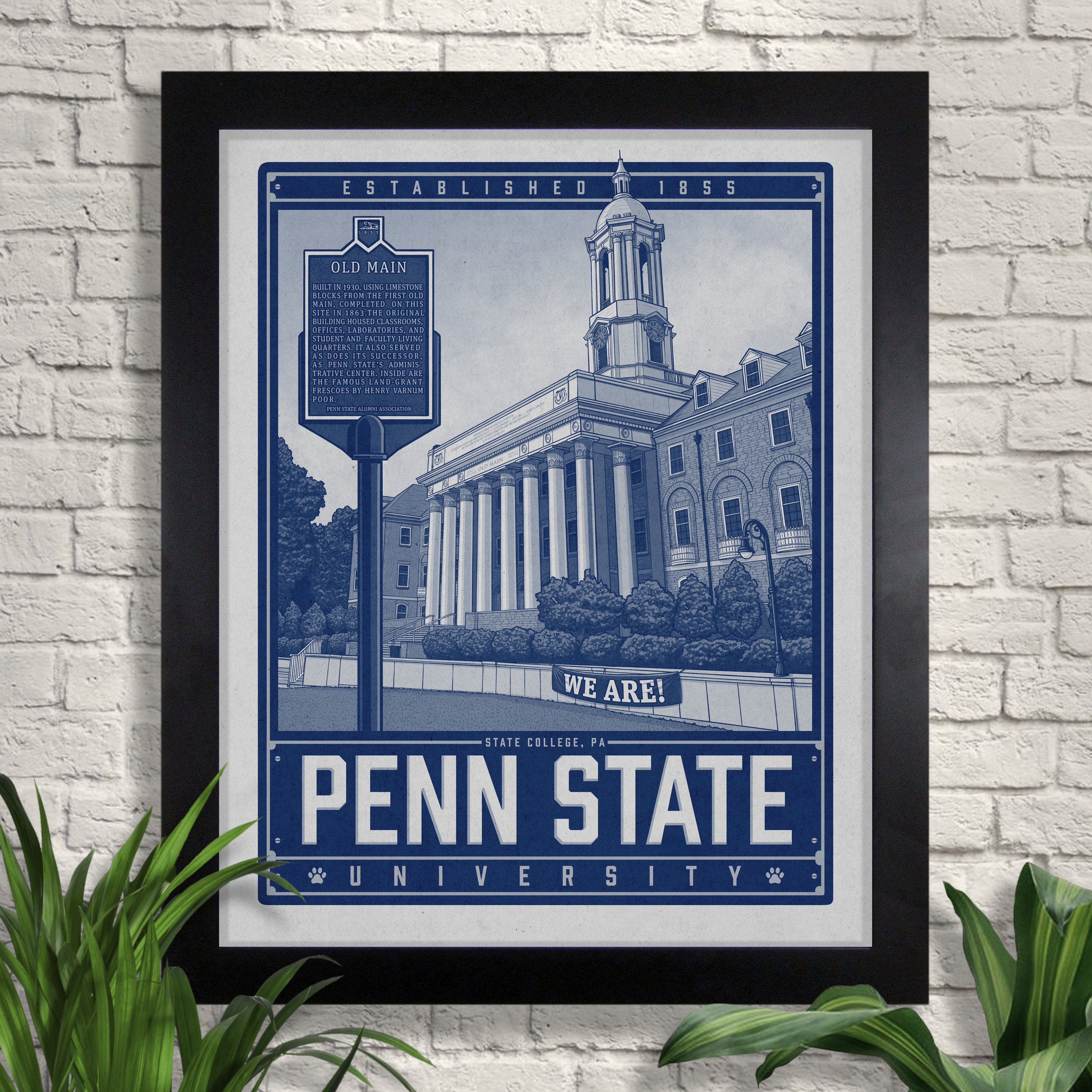 Penn State University Old Main Art Print, PSU Illustration, Nittany ...