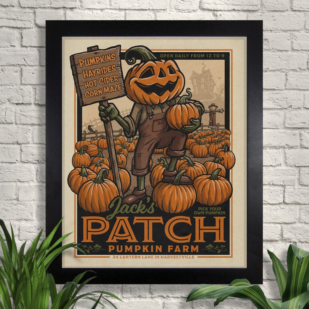 Jack's Patch Pumpkin Farm Art Print: Halloween Wall Decor - Etsy