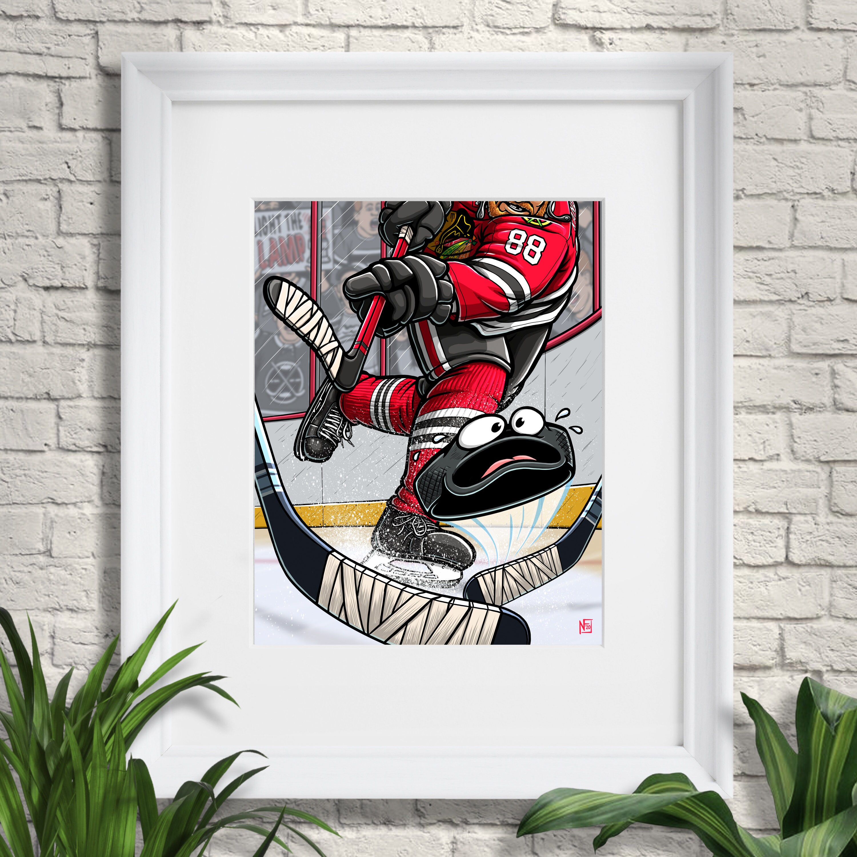 Chicago Blackhawks Art Print, Patrick Kane, Hockey Illustration, Giclee ...