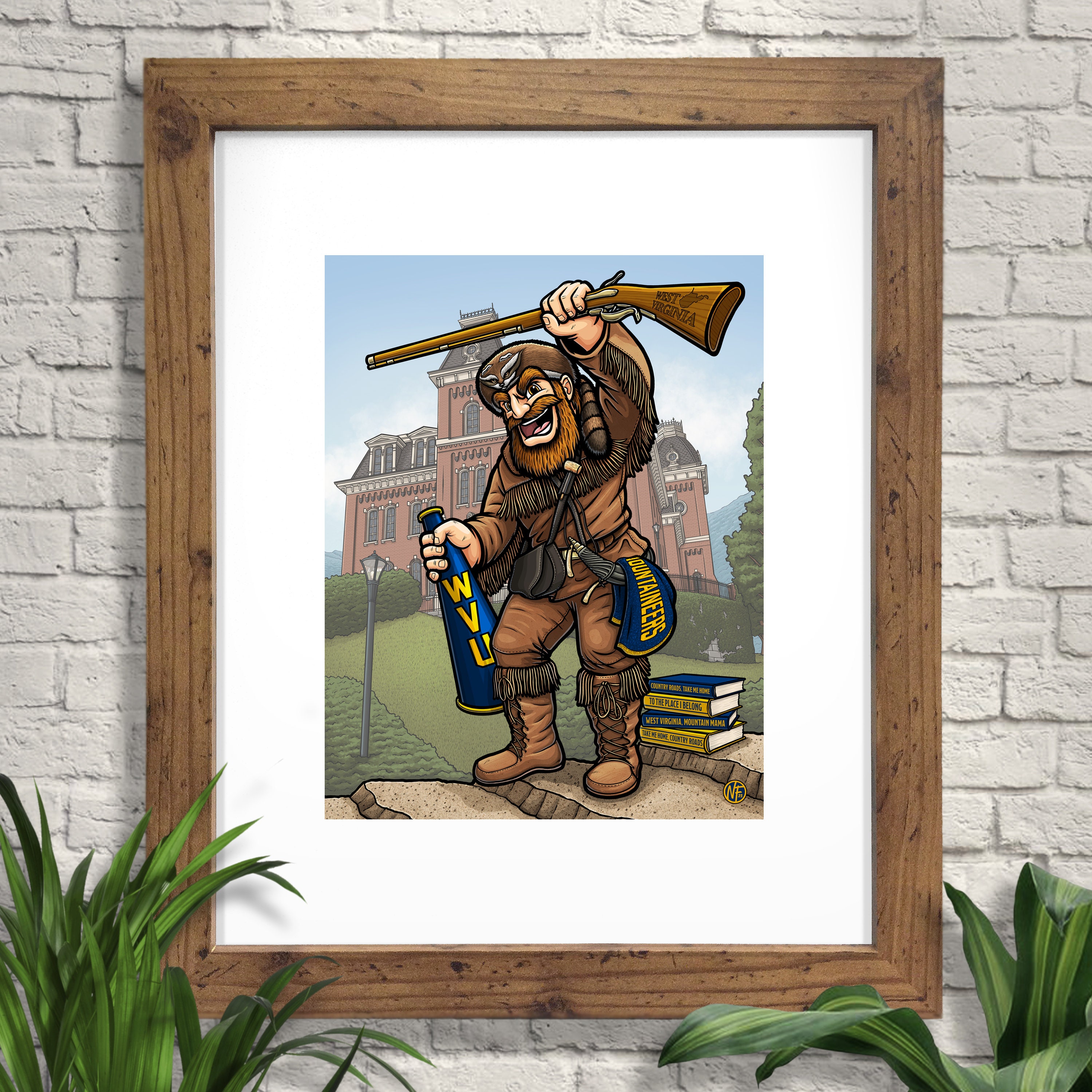 West Virginia University Mountaineers Art Print, WVU Illustration ...