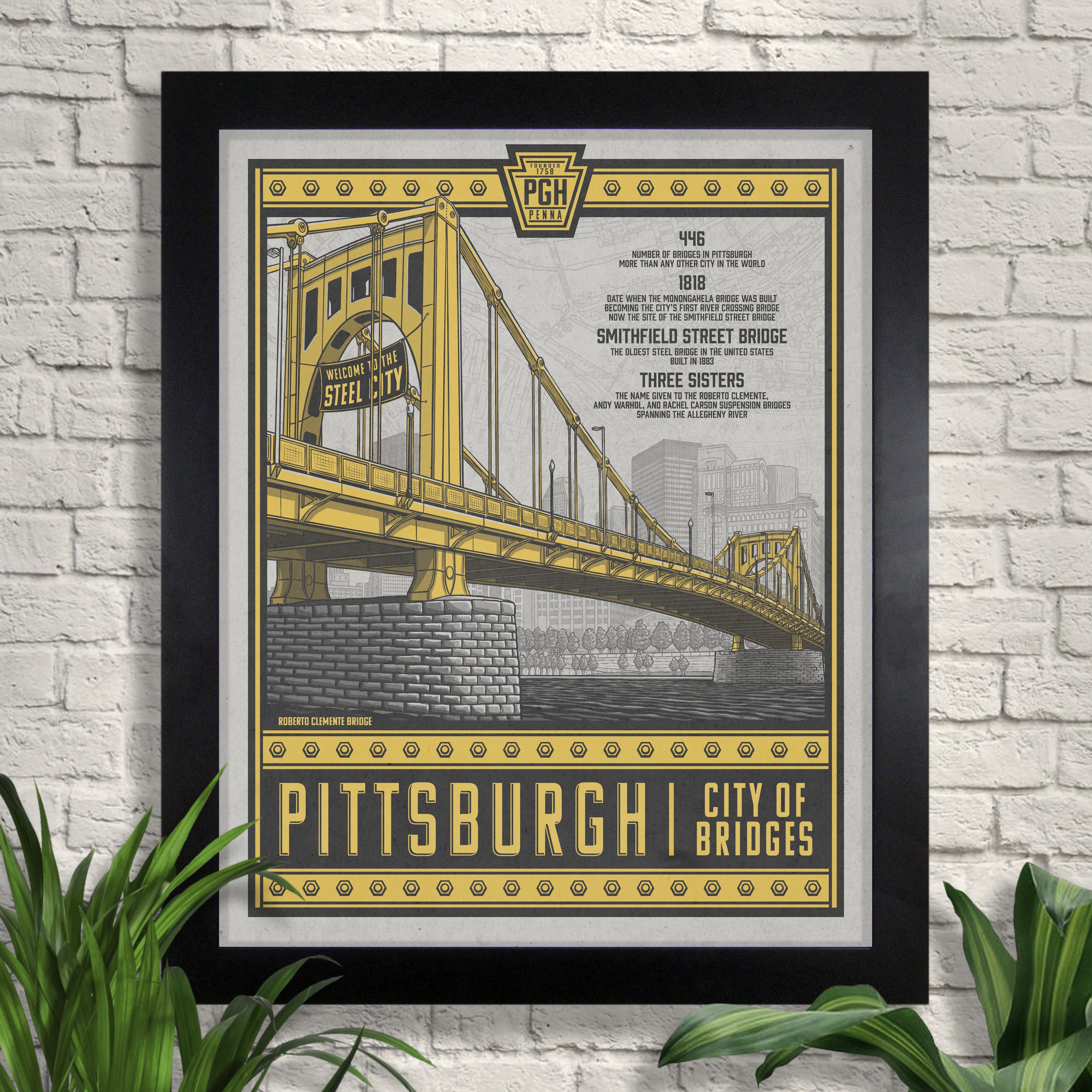 Pittsburgh Bridges Art Lithograph