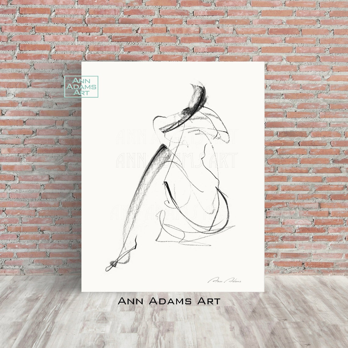 Abstract Figure Charcoal Drawing Minimalist Art Black and | Etsy