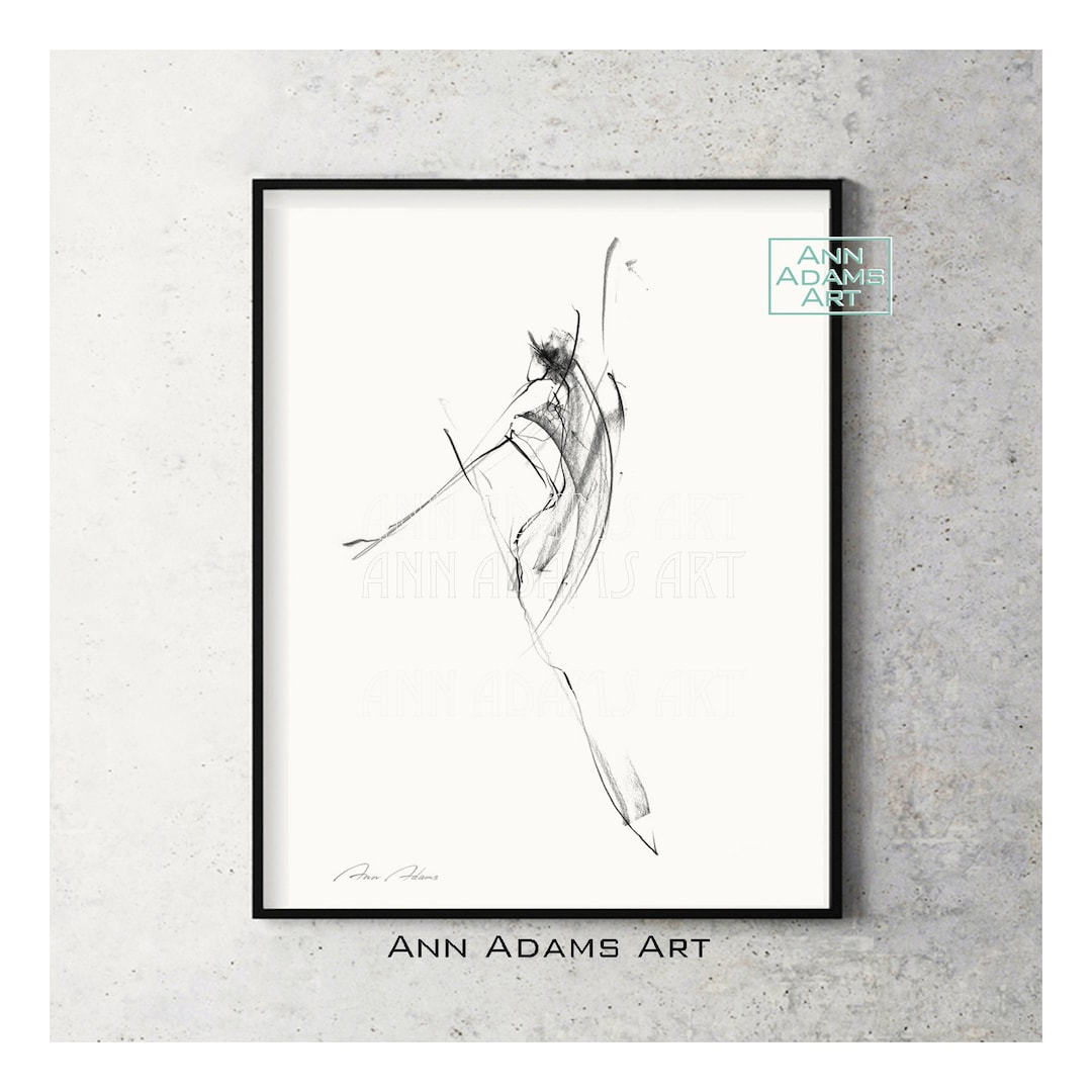 Ballet Dancer Charcoal Drawing, Art Print Abstract Sketch, Minimalist ...