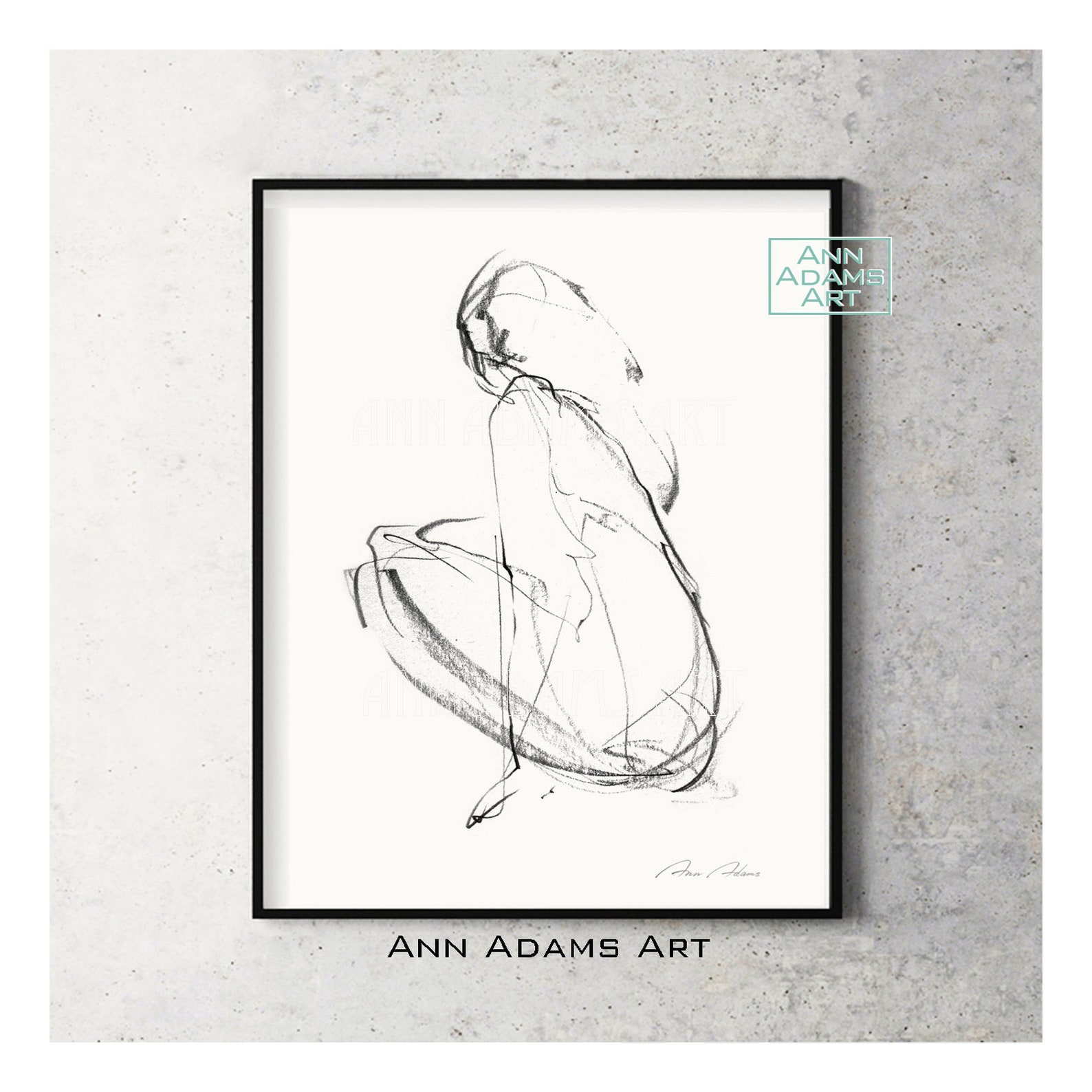 Set of 6 Abstract Figure Drawing Sketch Minimalist Black and - Etsy