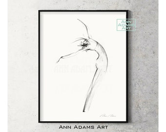 Ballet Dancer Charcoal Drawing Art Print Abstract Sketch | Etsy