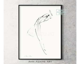 Ballet Dancer Charcoal Drawing Art Print Abstract Sketch | Etsy
