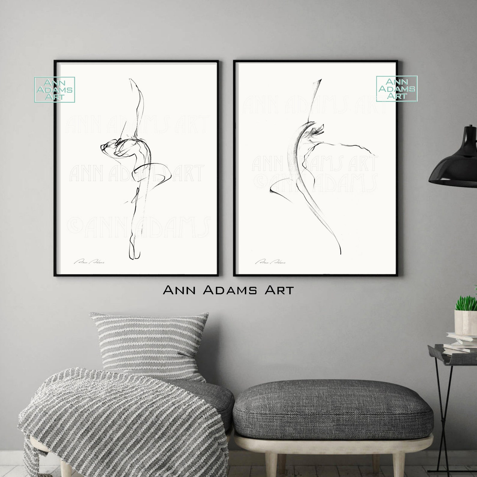Set of 2 Drawing Dance Sketch Minimalist Female Figure Ballet - Etsy