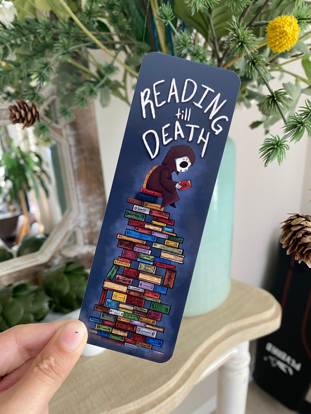 Reading Till Death - Grimm Bookmark - Creepy Cute Art Fantasy - Etsy