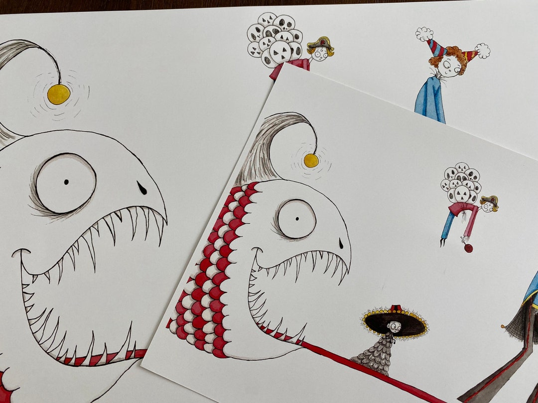 Circus Fish Prints Dark Creepy Cute Gothic Art - Etsy
