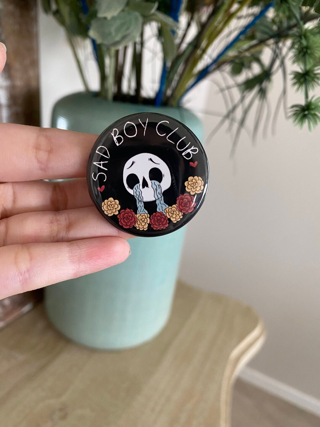 Sad Boy Club Button Needle Back Badge Gothic Dark Art - Etsy