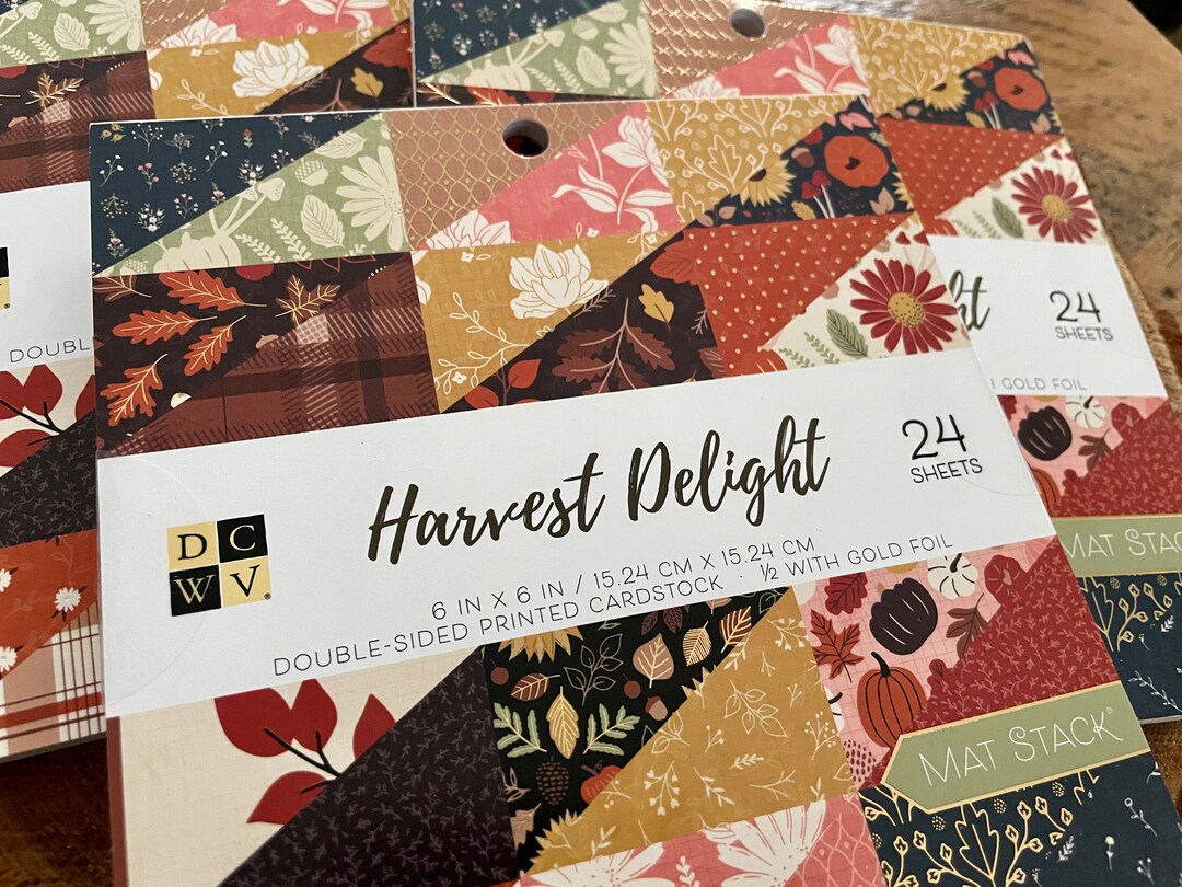Harvest Delight 6 X 6 Double Sided Paper Pad DCWV Gold Foil Fall Mat ...