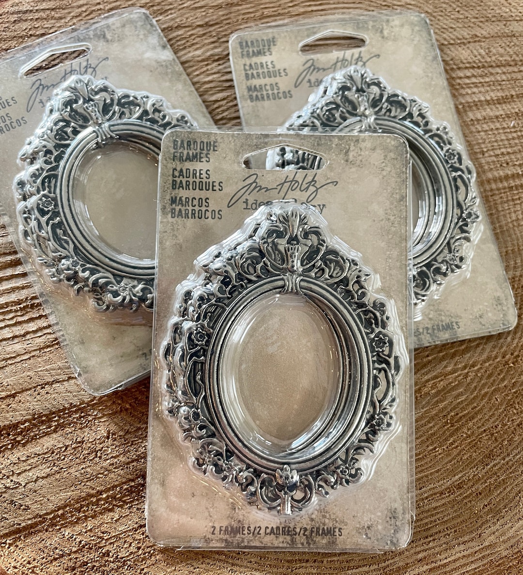 Tim Holtz Idea-ology Metal Antique Nickel Baroque Frames 2.25"x3" 2/pkg ...