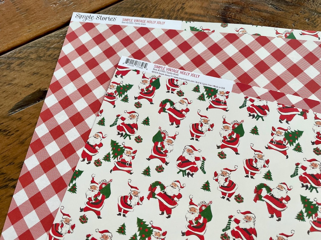 Santa Gram Simple Vintage Holly Jolly Collection 12”x12” Double Sided ...