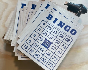 Vintage Bingo Cards Blue - Etsy