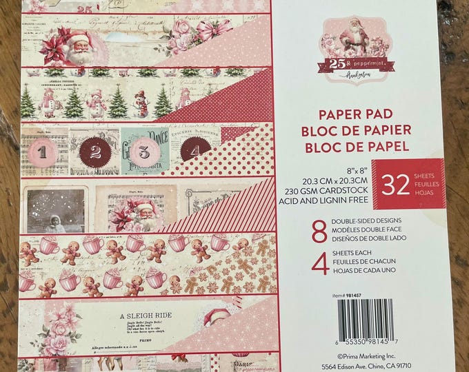 8 X 8 Paper Pad 25 & Peppermint Frank Garcia Prima Marketing 981457 - Etsy