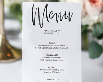 Wedding Menu Template for Microsoft Word Printable Instant