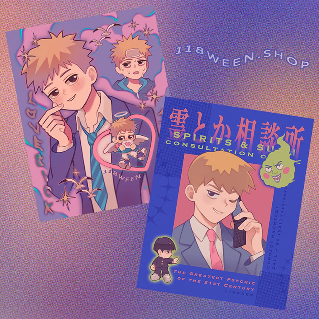 MP100 Mob Psycho 100 Reigen and Teru Illustration Art Poster Prints 8.5 ...