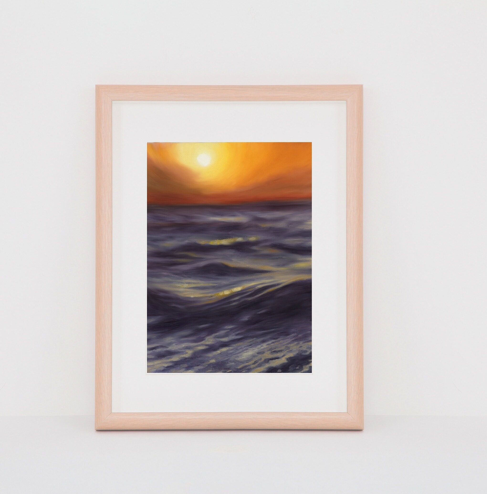 Beach Sunset Print, Ocean Sunset Wall Art, Ocean Waves Print, Wave Art ...