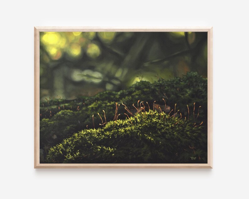 Moss Oil Painting Print, Nature Wall Art, Forest Wall Painting ...