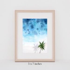 Palm Tree Shoreline Watercolor Print, Ocean Wall Art, Coastal Wall Art ...