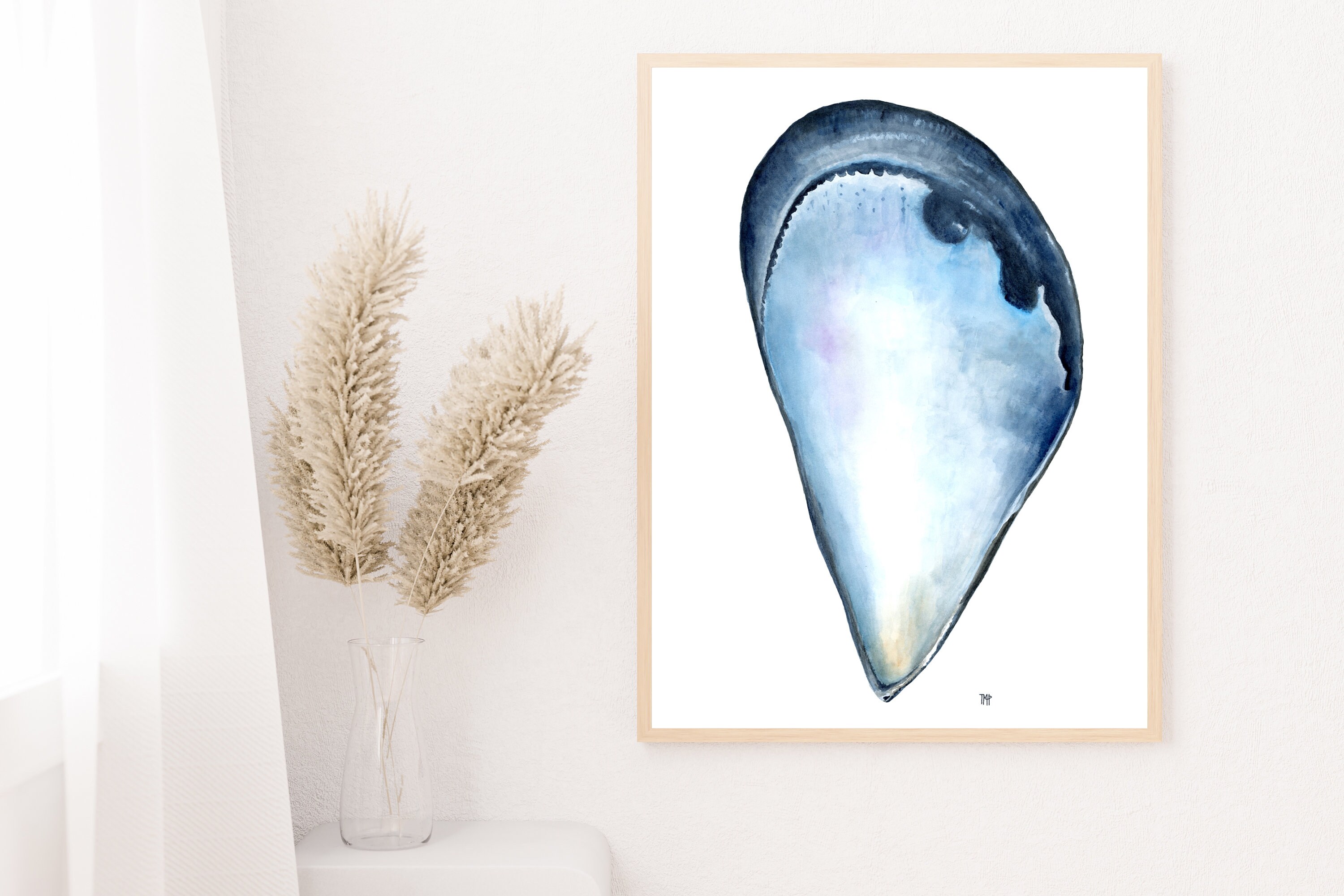 Mussel Shell Print SET OF 3, Seashell Print, Shell Print, Giclee Print ...