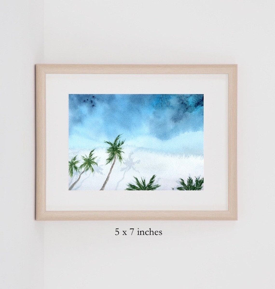 Landscape Palm Tree Coastal Watercolor Print, Ocean Wall Art, Ocean Art ...