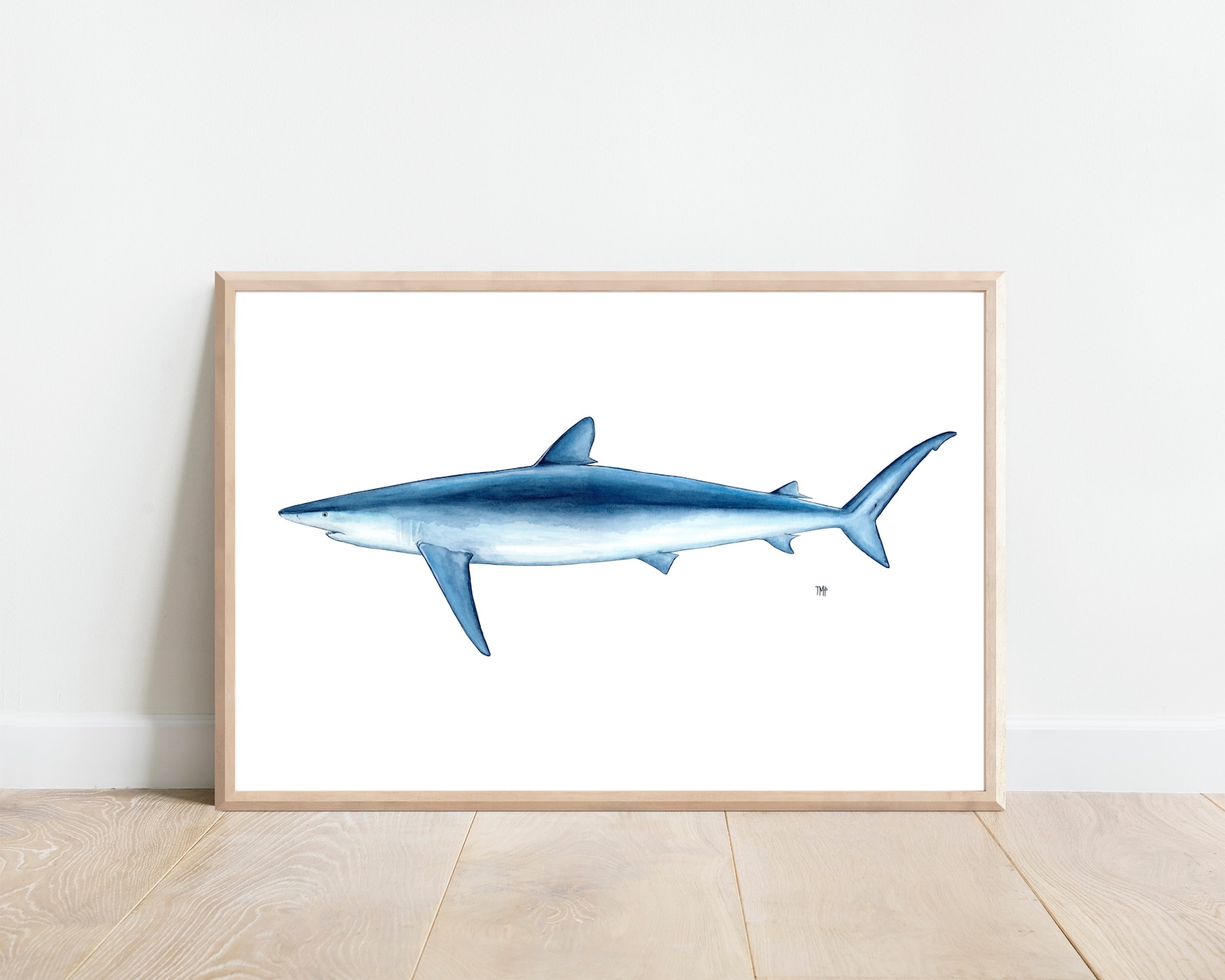 Blue Shark Print, Shark Watercolor Print,shark Watercolor Painting ...