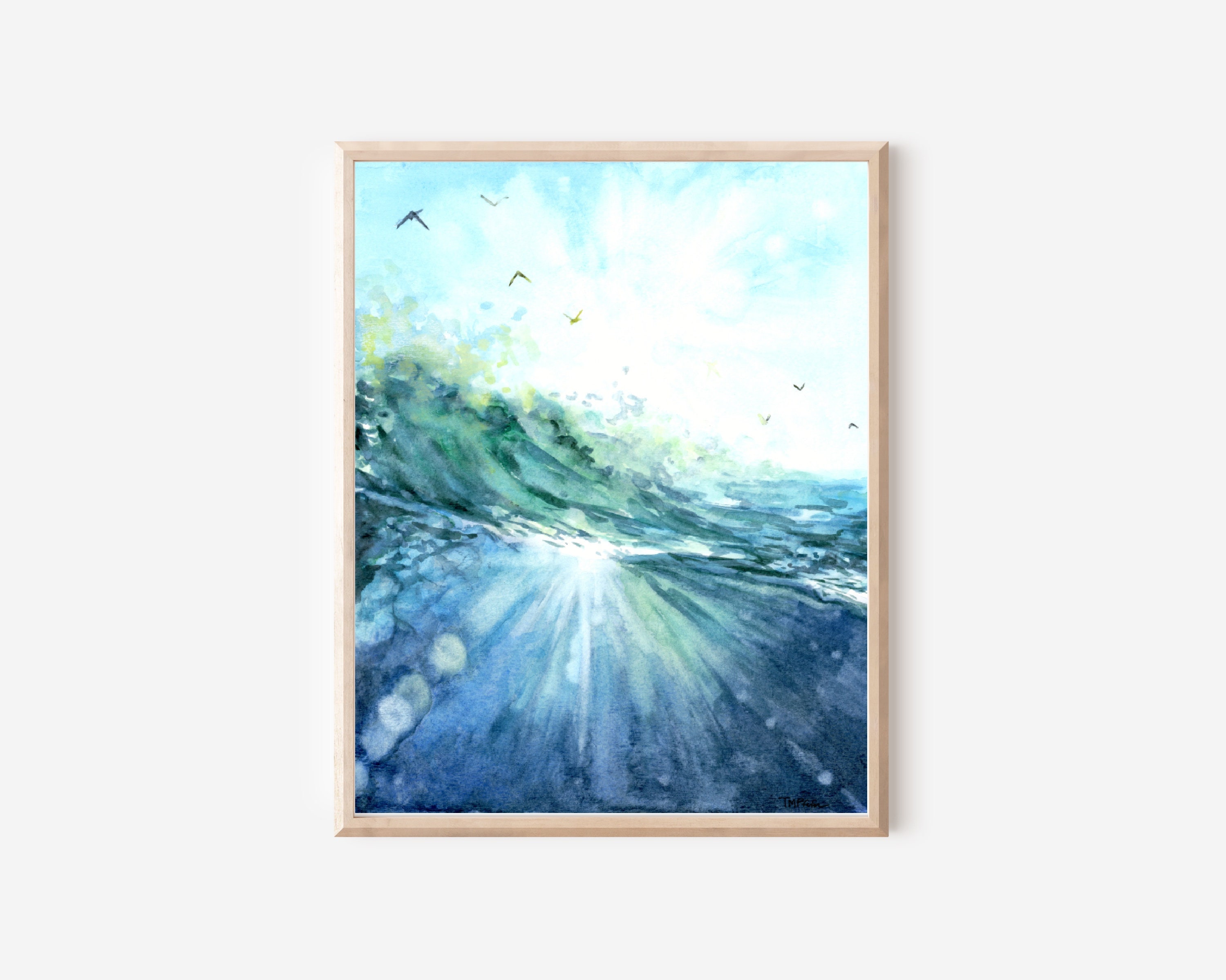 Ocean Sunburst Watercolor Print Ocean Wall Art Ocean Art - Etsy