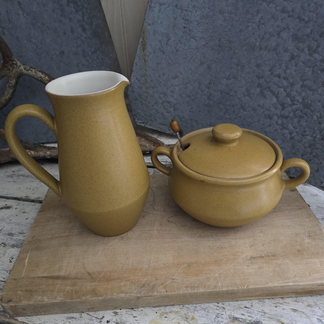 Vintage 1970s Denby Sugar and Creamer Set: English Mid-century Pottery ...