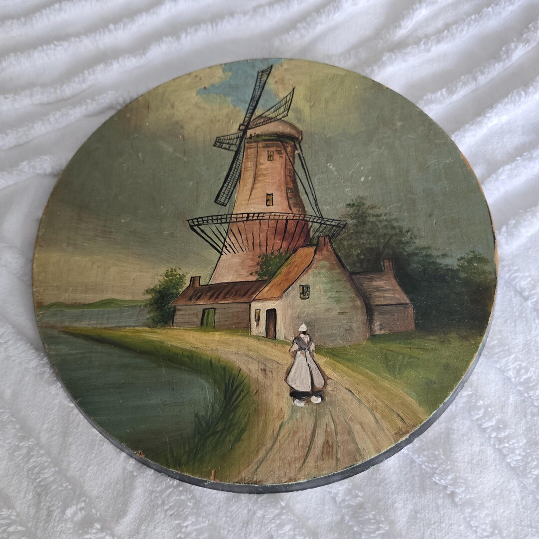 Vintage Dutch Windmill Painting on Wood: Cottage Wall Decor - Etsy