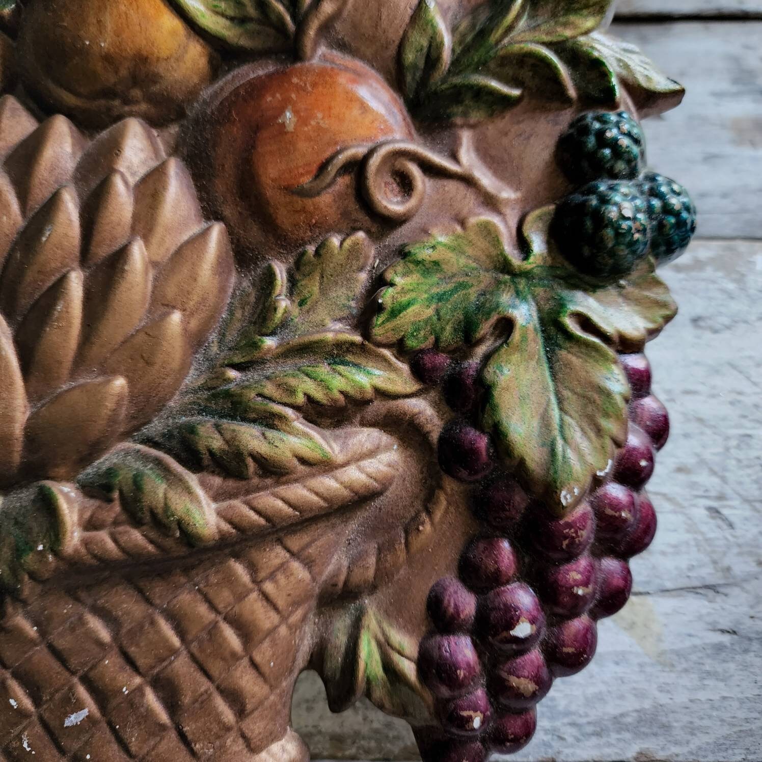 Vintage Chalkware Fruit Basket Wall Decor: Boho Hygge Home - Etsy