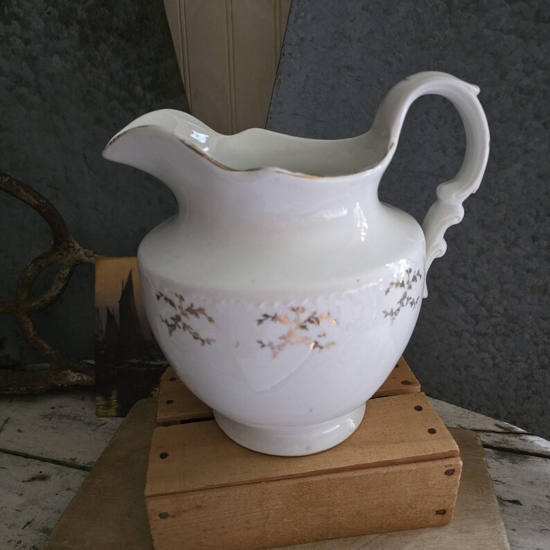 Antique Ironstone Pitcher: KTK Pottery, Farmhouse Decor - Etsy