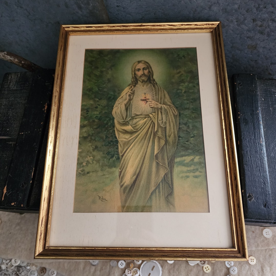 Vintage Religious / 1948 / Sacred Heart / Rolin / Vintage Church Decor ...