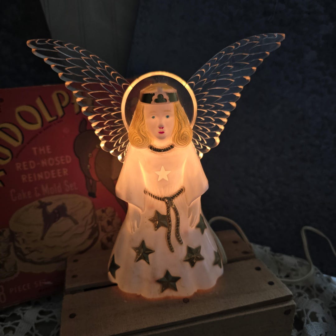 Vintage Tree Topper / Vintage Angel Tree Topper / Lighted Angel Tree ...