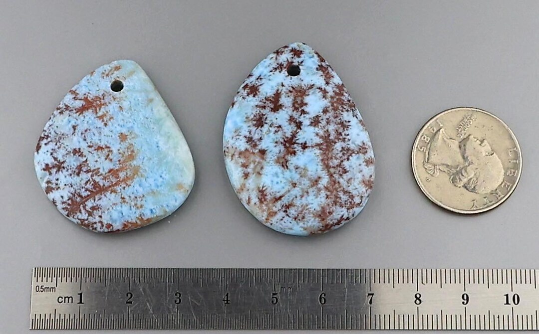 Dendritic Larimar Pendant Beads: Chunky Freeform Red Iron Stone - Etsy
