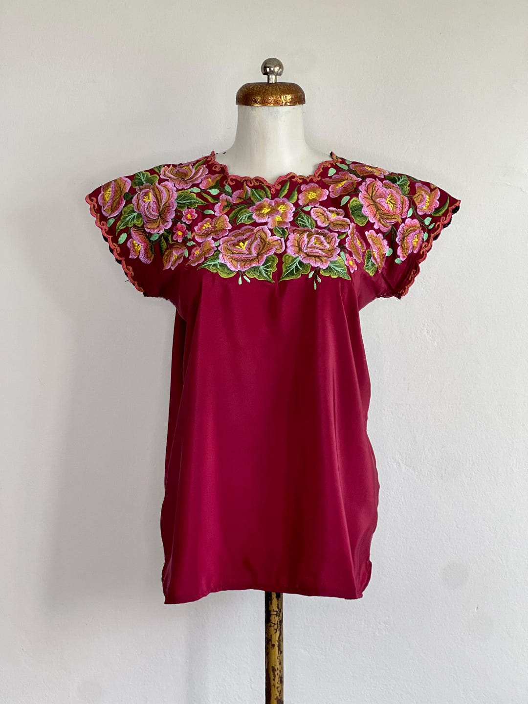 Vintage Mexican Huipil With Embroidered Flowers, Mexican Huipil ...