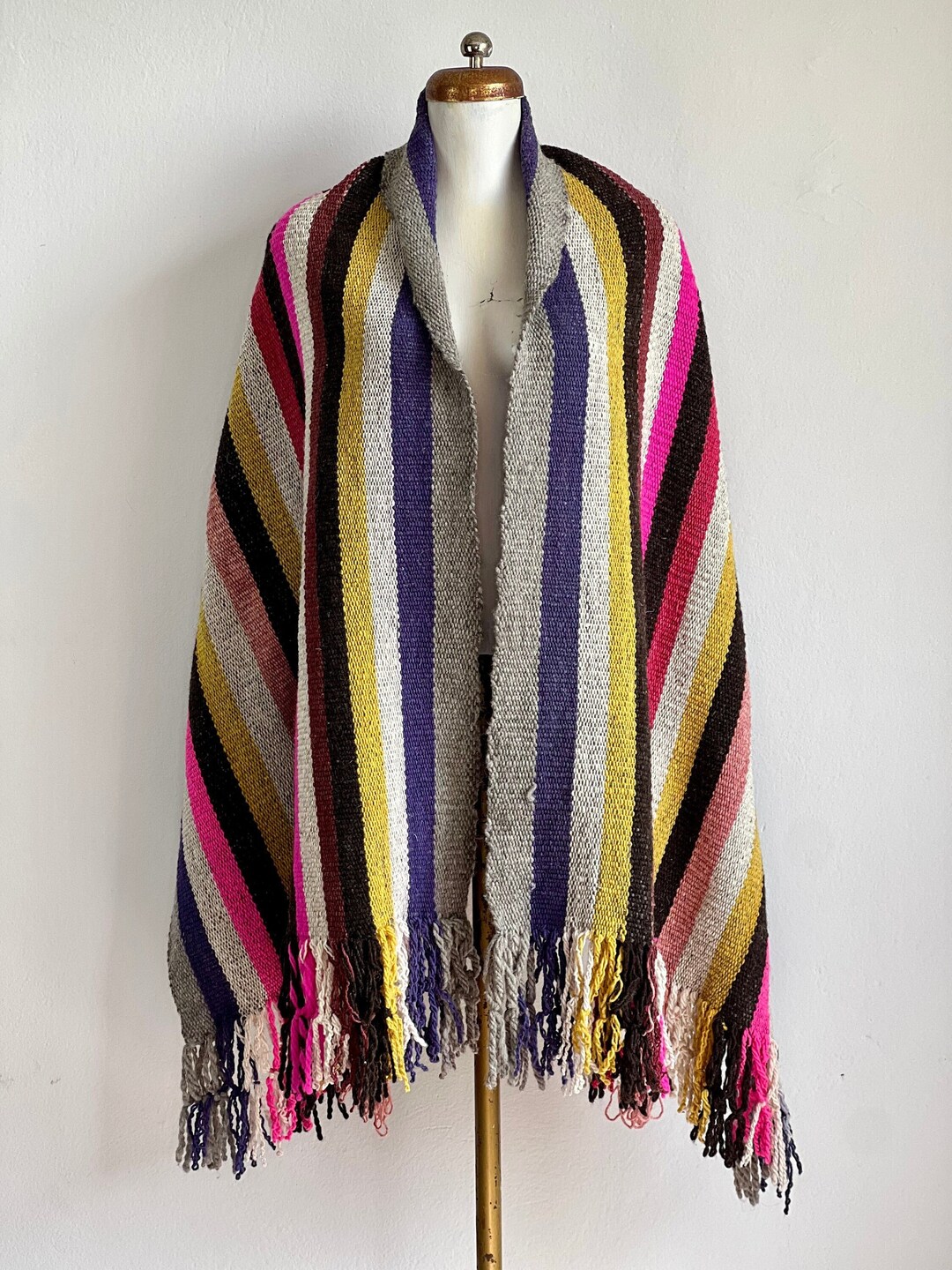 Hand Woven Rebozo, Mexican Rebozo, Woven Wool Rebozo, Mexican Poncho ...