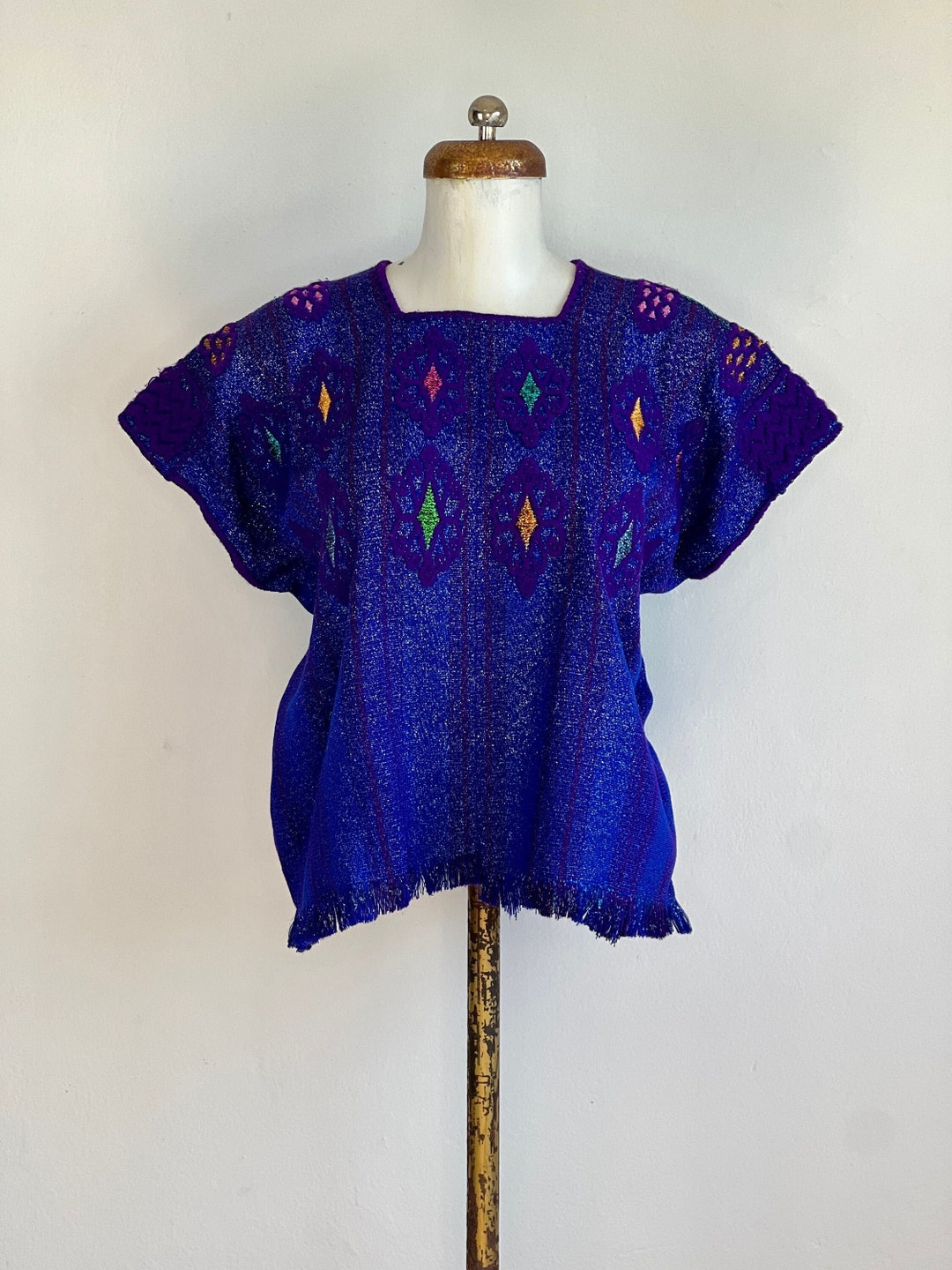 Hand Woven Mexican Huipil Blouse, Embroidered Tribal Design - Etsy