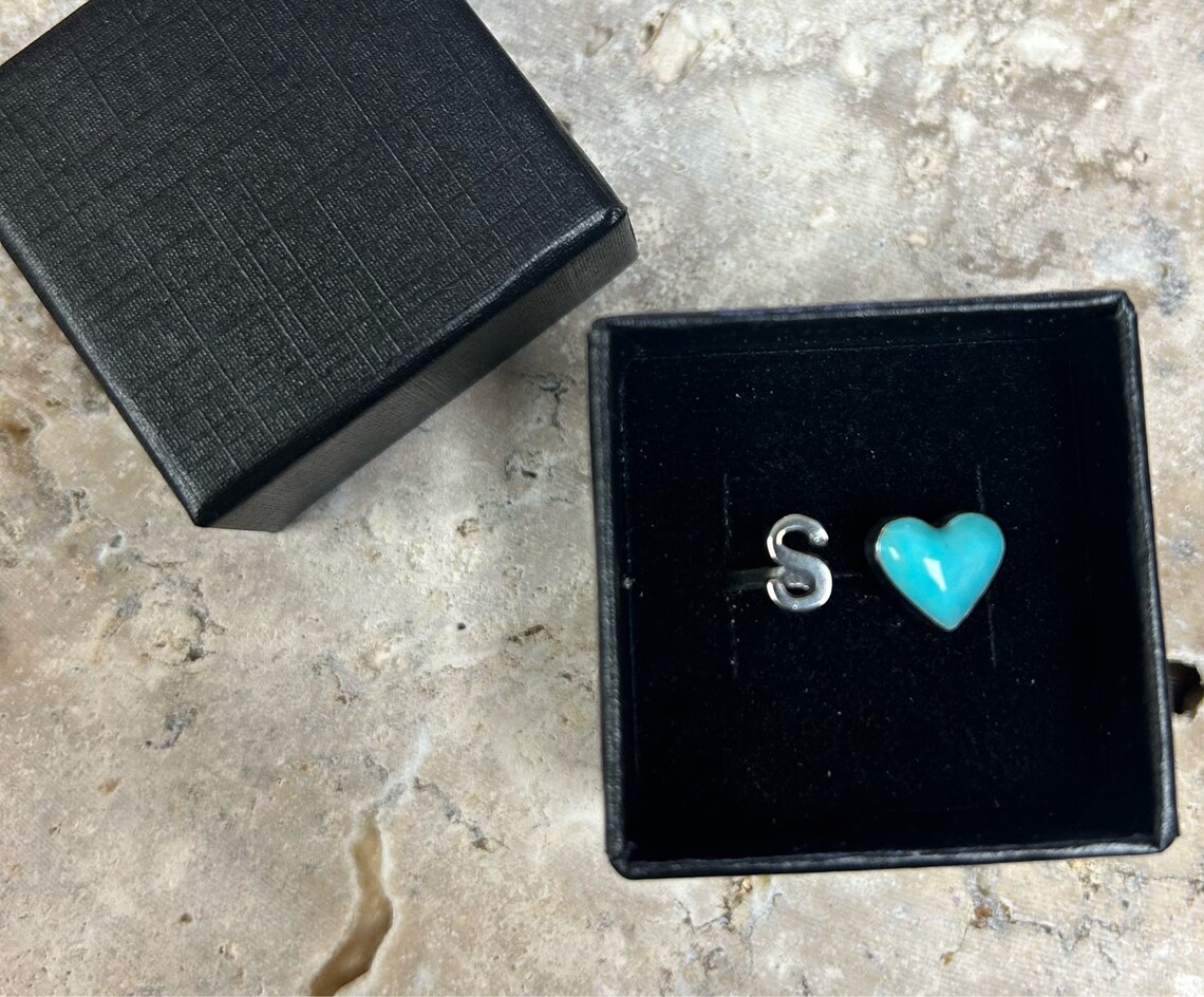 Turquoise Initial Ring - Etsy