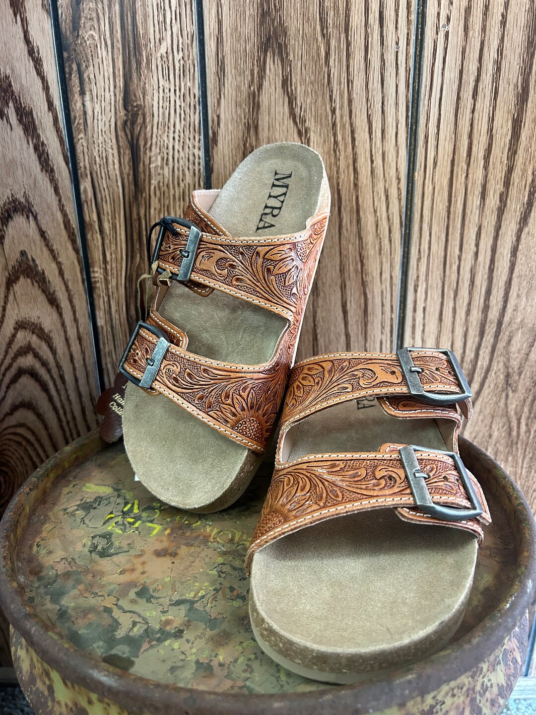 Molly Megan Hand-tooled Sandals - Etsy