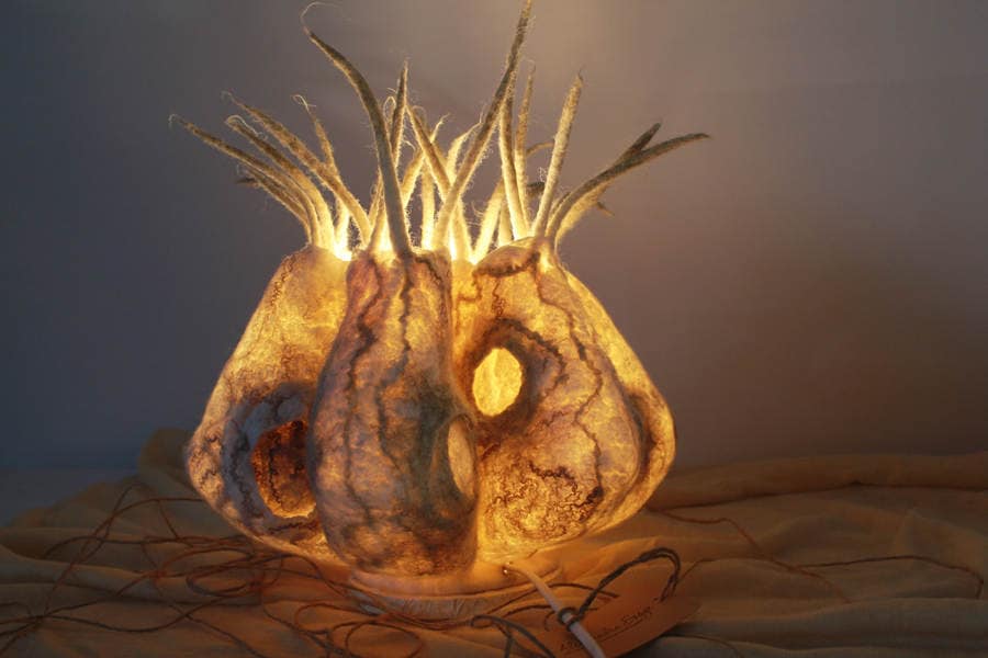 One of a Kind, Felted Lamp. Wool Lamp, Night Light. Ukrainian Seller ...