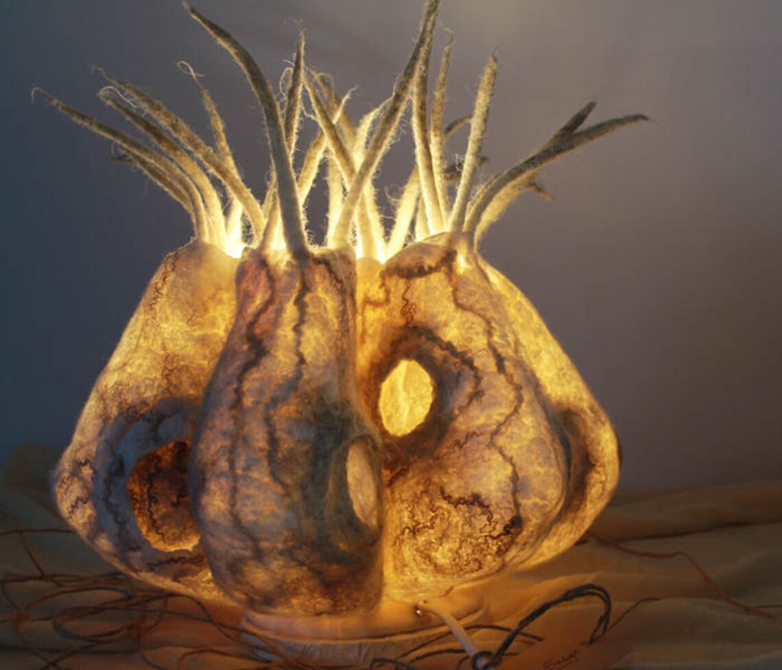 One of a Kind, Felted Lamp. Wool Lamp, Night Light. Ukrainian Seller ...