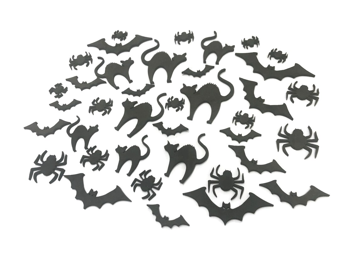 Black Cat, Bat & Spider Silhouette Halloween MDF Craft Shapes - Pack of ...