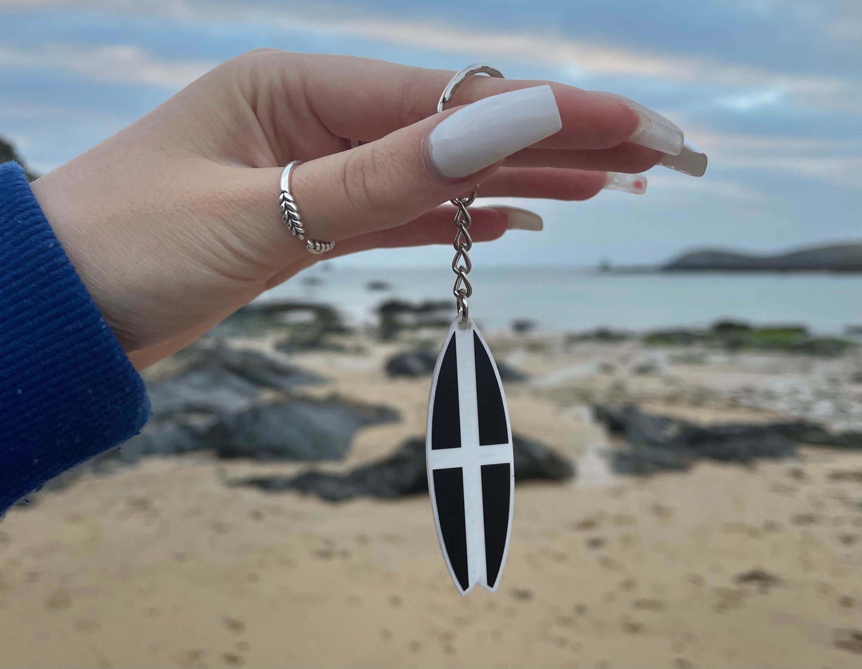 Laser Cut Cornish Flag Surf Board Themed Key Ring for Surf Van VW T4 T5 ...