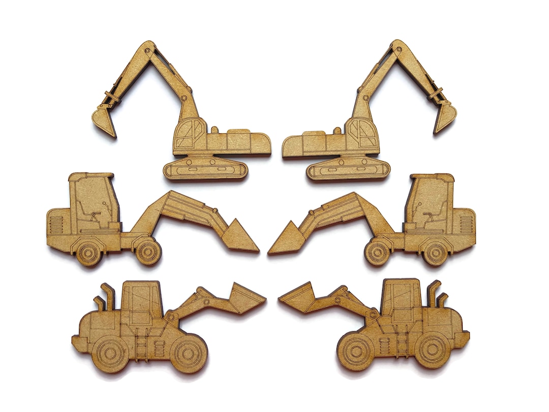 6x Laser Cut Diggers MDF Cut Out Shapes for Crafts Plaques Decorations ...